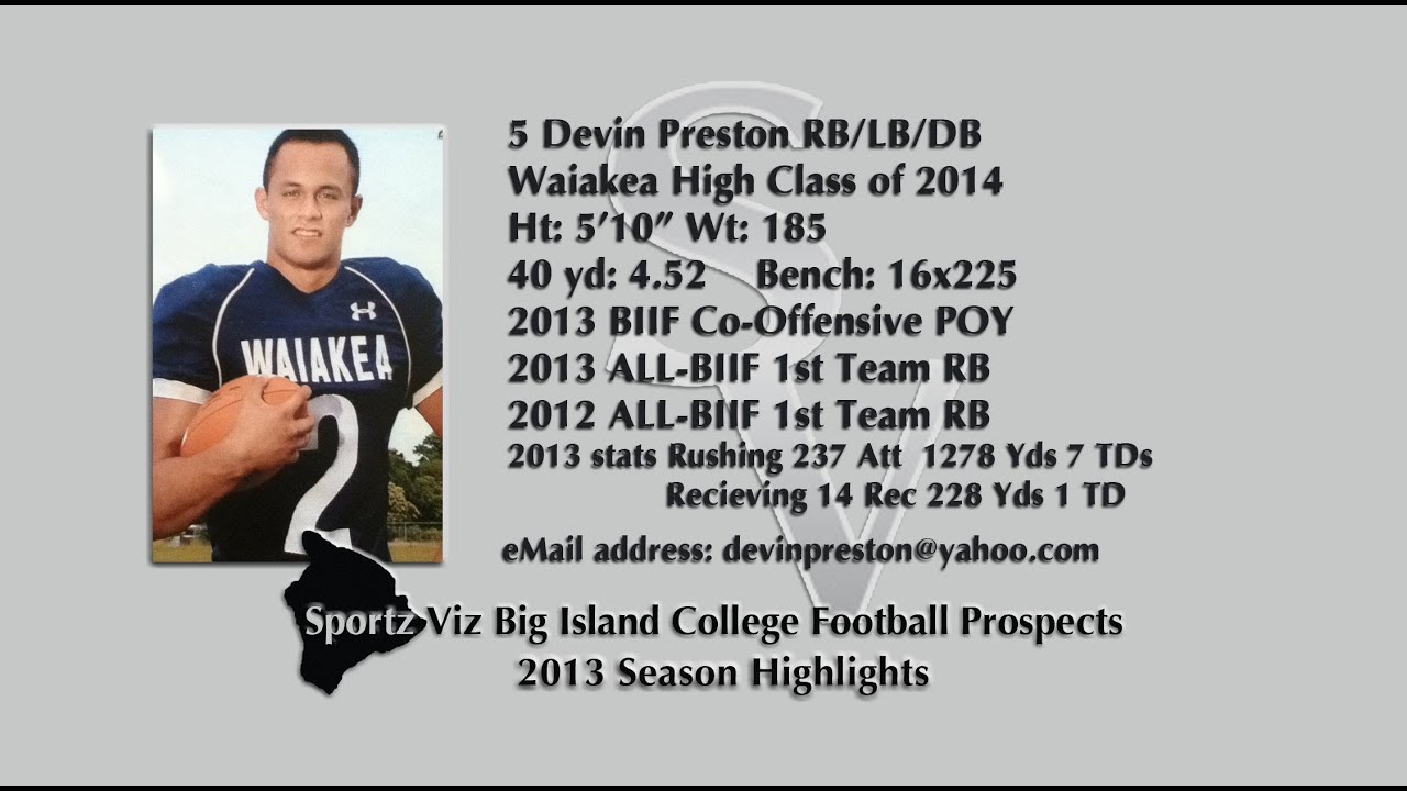 2 Devin Preston RB/DB/LB 2013 Season Highlights - YouTube