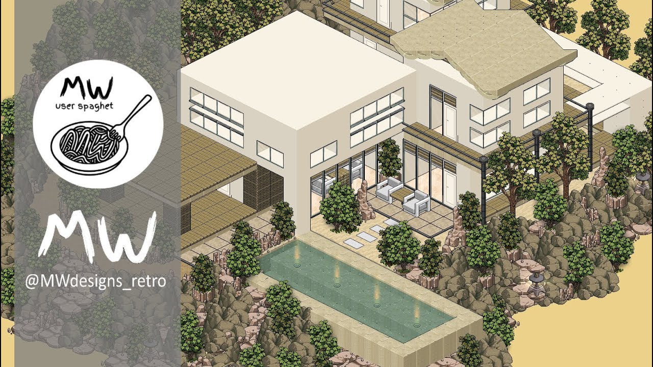 HABBO SpeedBuild • Modern Residence ''Zen Hideaway'' • MW Design - YouTube