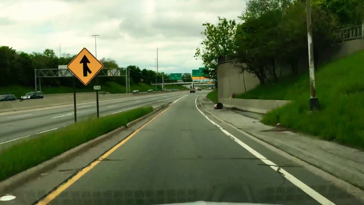 Driving along East 94 to Lodge Freeway (M-10) in Detroit, Michigan ...
