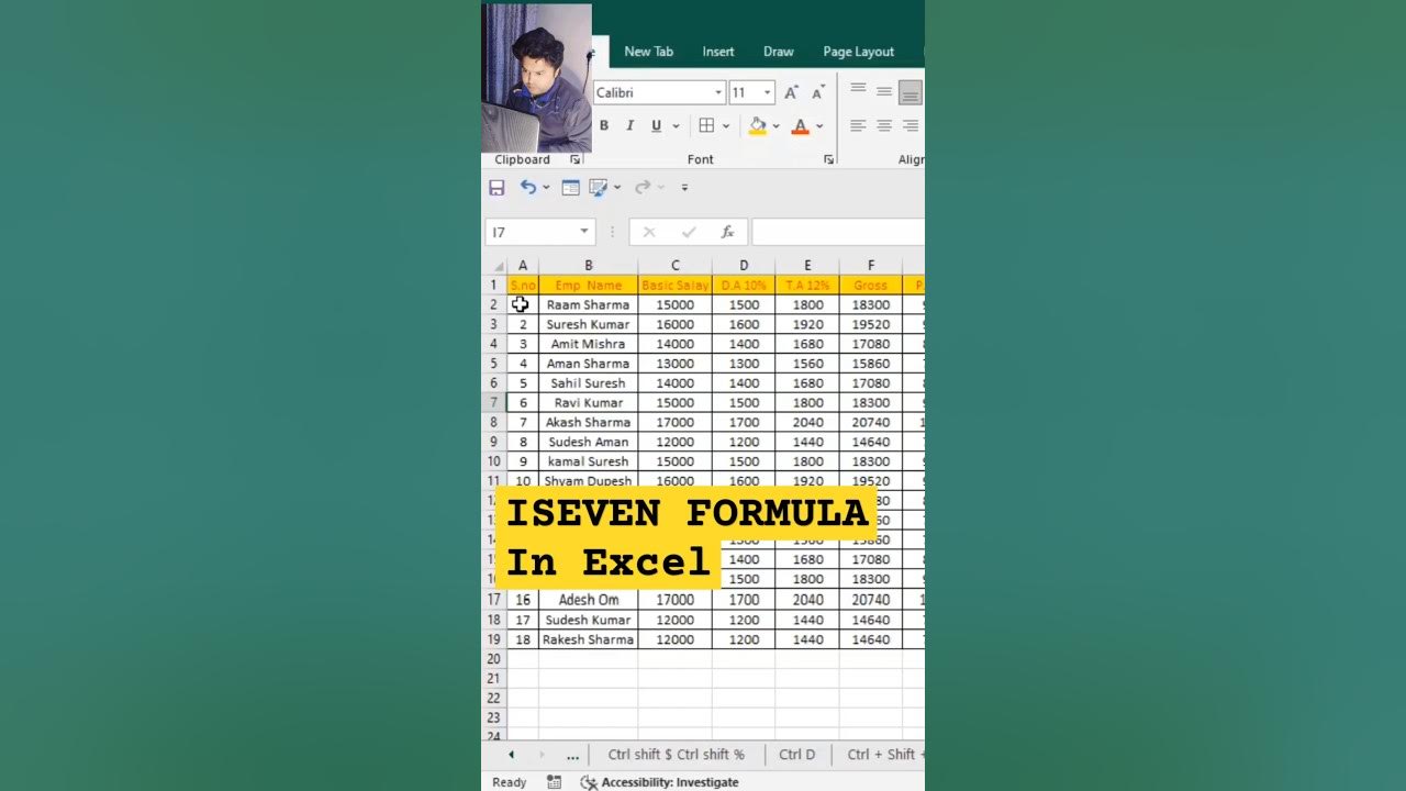 Let format Alternate Row in sec 😱 using ISeven formula. #shorts #excel ...