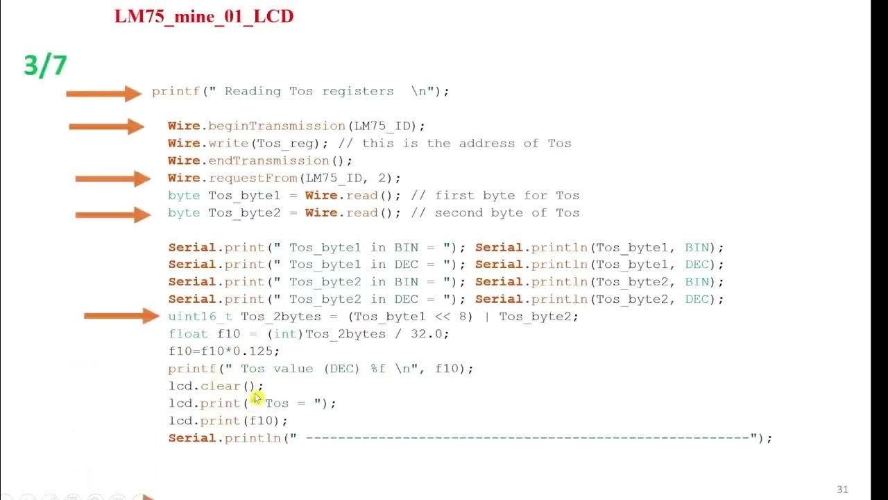 Demonstration to read/write register value for LM75 sensor using I2C protocol part2 (Arabic ...