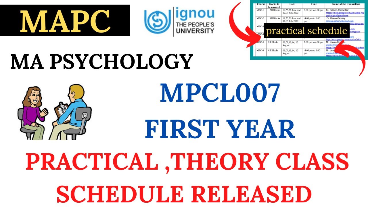 Ignou Ma Psychology First Year Practical Classes Schedule Released ignou-ma-psychology-first-year-practical-classes-schedule-released