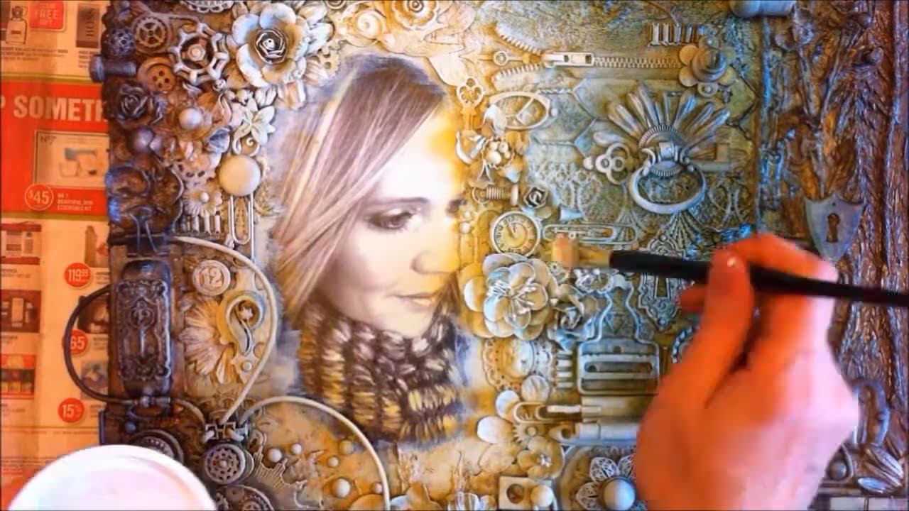 Sweet November ~ Mixed Media Canvas Collage: Part 2 of 2 - YouTube