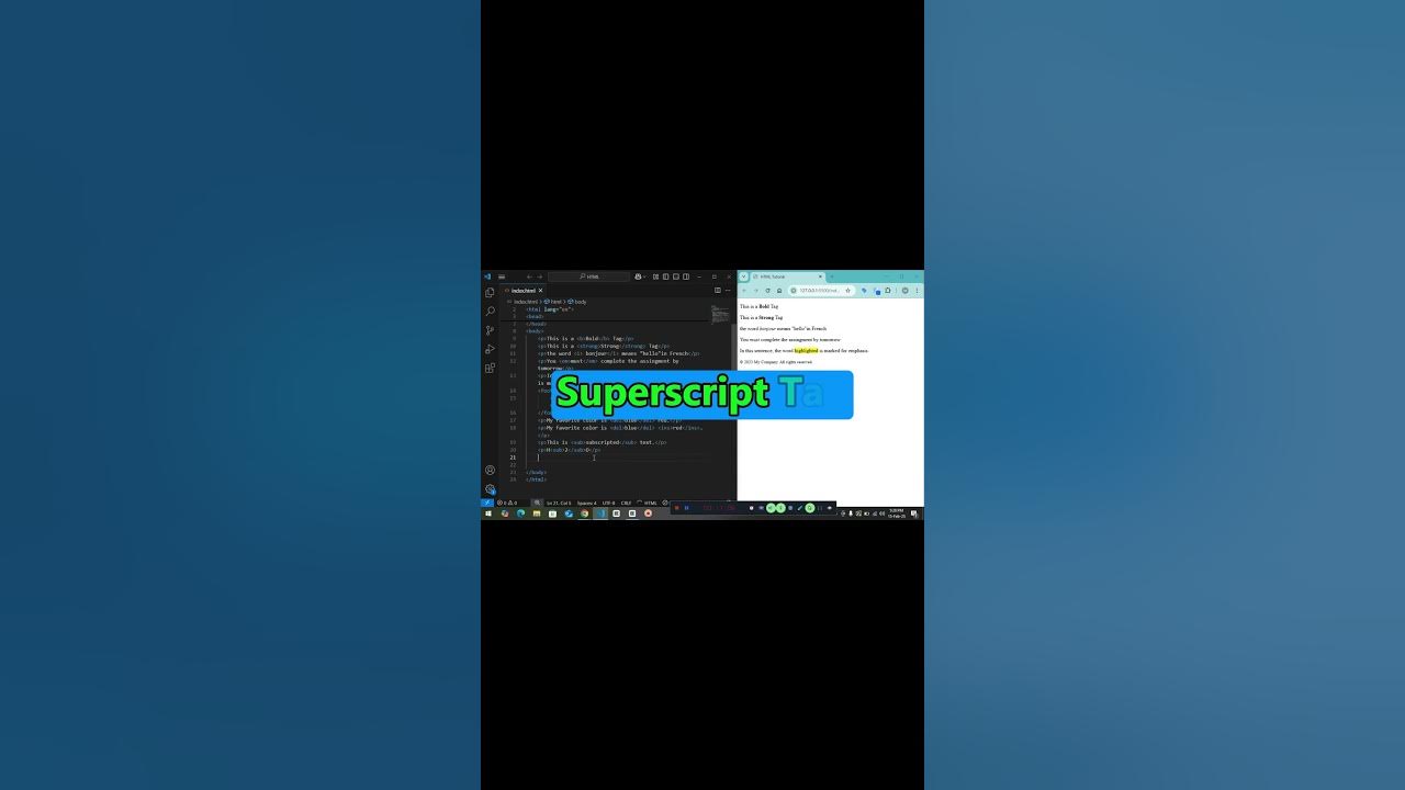 Subscript & Superscript Tag | HTML for Beginners #education #coding #shorts #codewithfasil # ...
