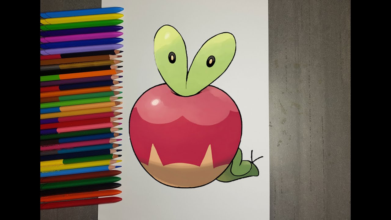 how to draw applin form pokemon slow drawing - YouTube