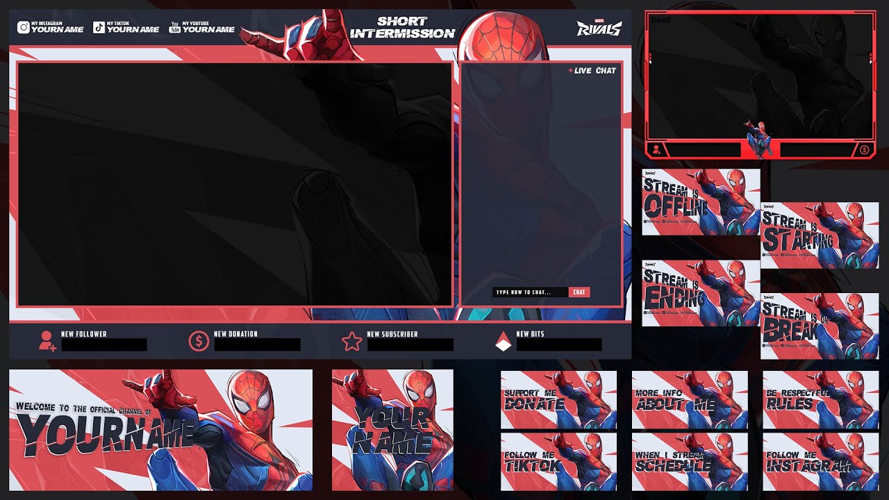 Spiderman Themed Marvel Rivals Stream Overlay Template | PSD Download ...