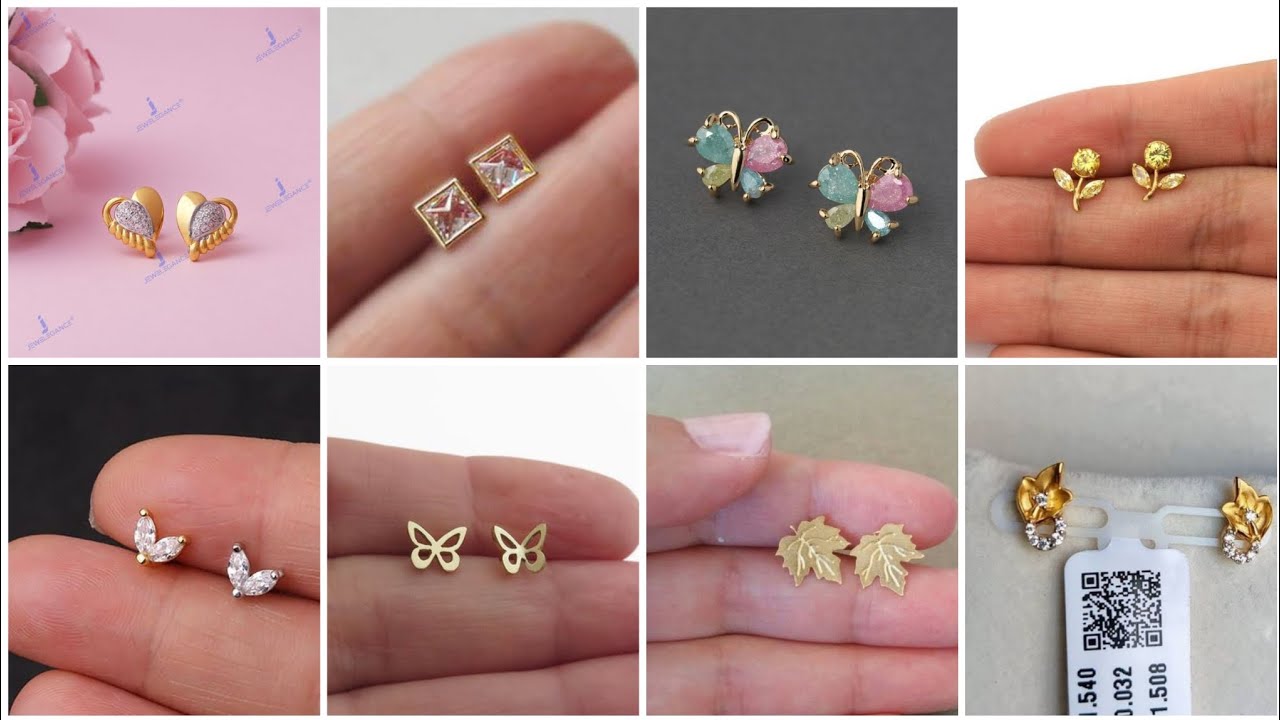 Cute little golden studs collection | trendy jewelry collection - YouTube