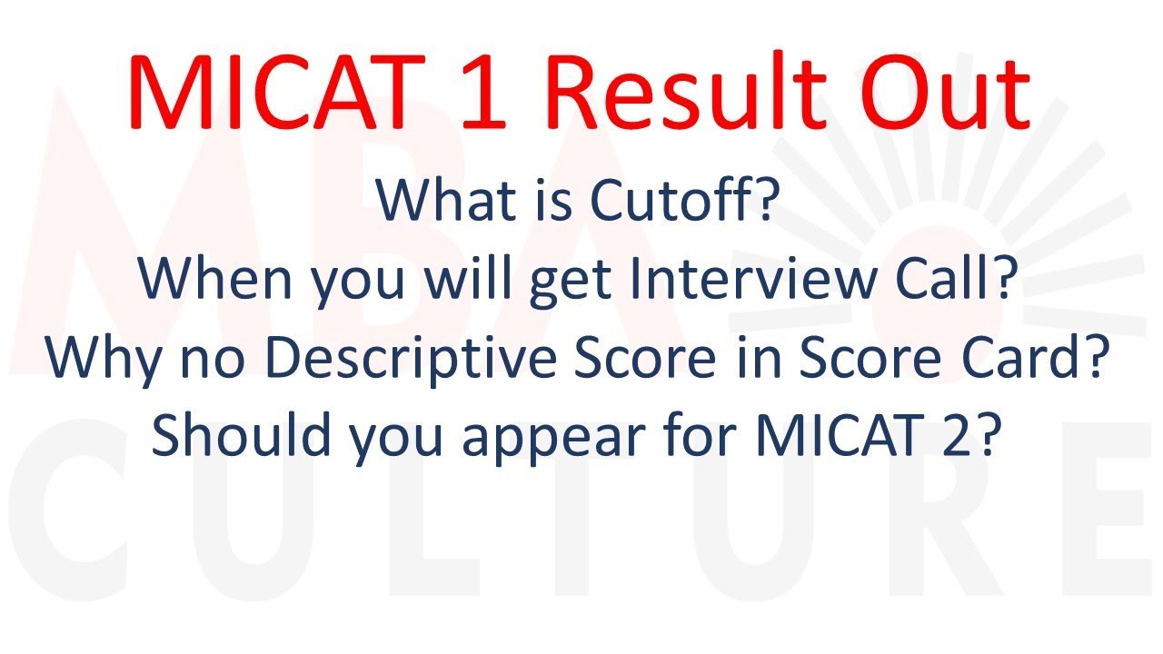 MICAT 1 Result Out-What is Cutoff? When you will get GDPI Call? No ...