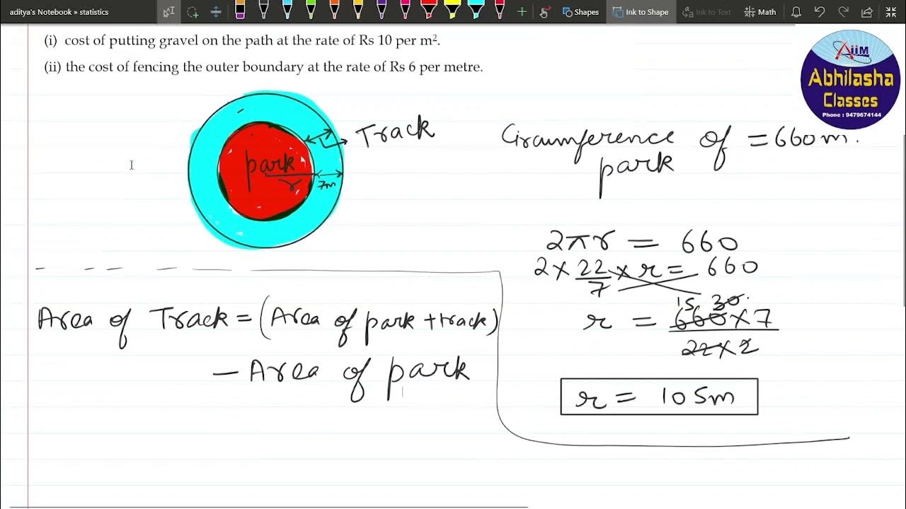 XARCQ018 _ The circumference of a circular park is 660 m. A 7 m wide path surrounds it. Find ...