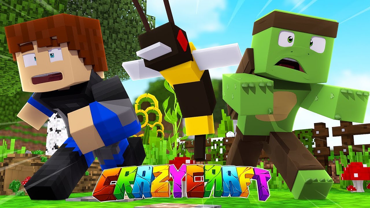 GIANT EVIL WASPS ATTACK OUR NEW HOUSE - Minecraft CRAZY CRAFT #1 - YouTube