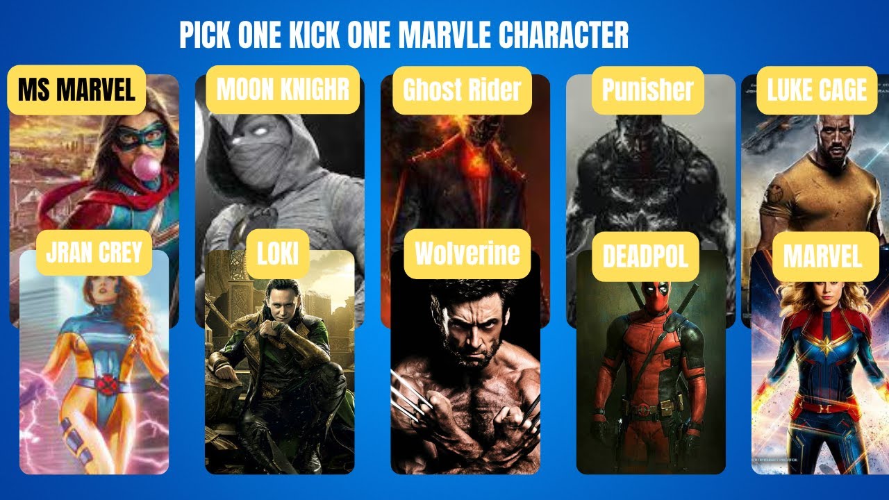 GUESS THE PICK ONE KICK ONE MARVEL CHARACTER| Pick One Kick One ...