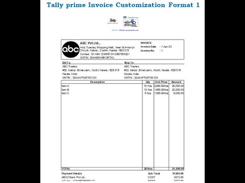 Tally Prime Customization || Format 1 || TDL || Tally Prime all Release ...