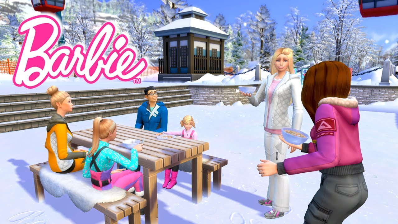 Sims 4 Barbie Family Winter Vacation - Snowy Escape Titi Plus - YouTube
