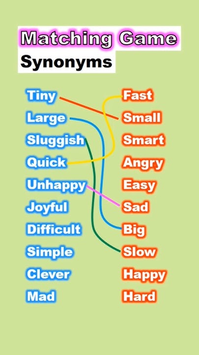 Synonyms Matching Game #learnenglish #vocabulary #words - YouTube