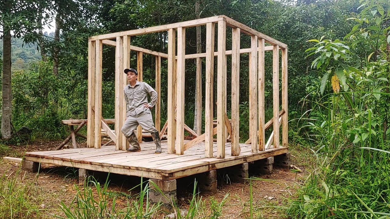 off-grid wooden house construction/wooden cabin/episode3 - YouTube
