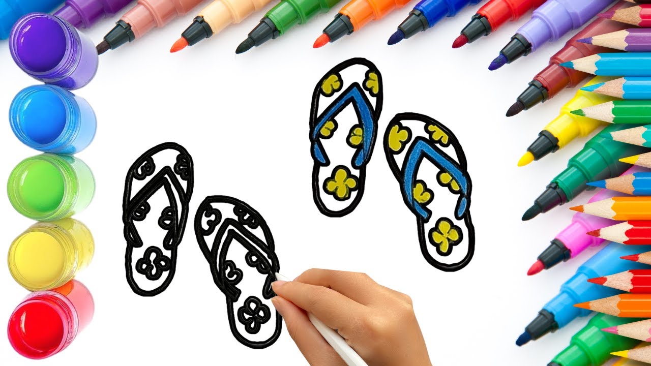 How To Draw cute Sandel Drawing, Painting & Coloring For Kids and ...