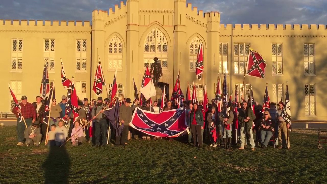 Va Flaggers Singing Dixie at Jackson Monument at VMI - YouTube