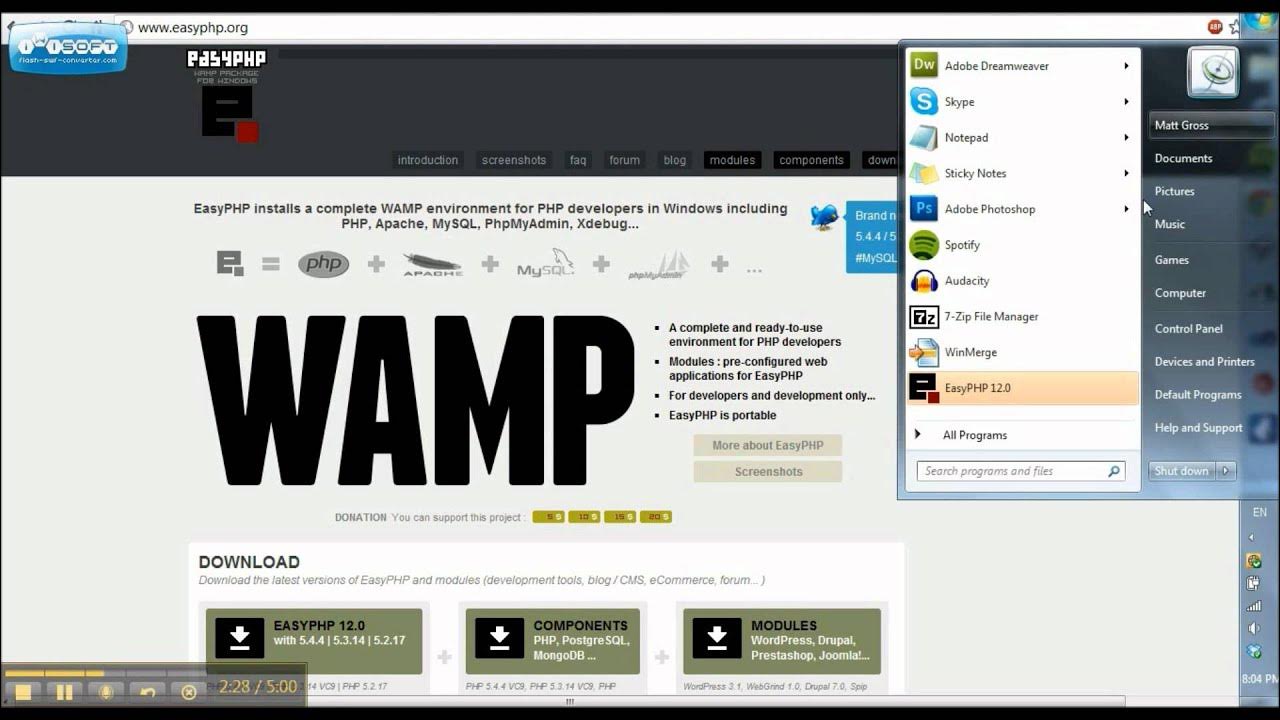 Using Easy-PHP to Set Up Local MySQL - YouTube