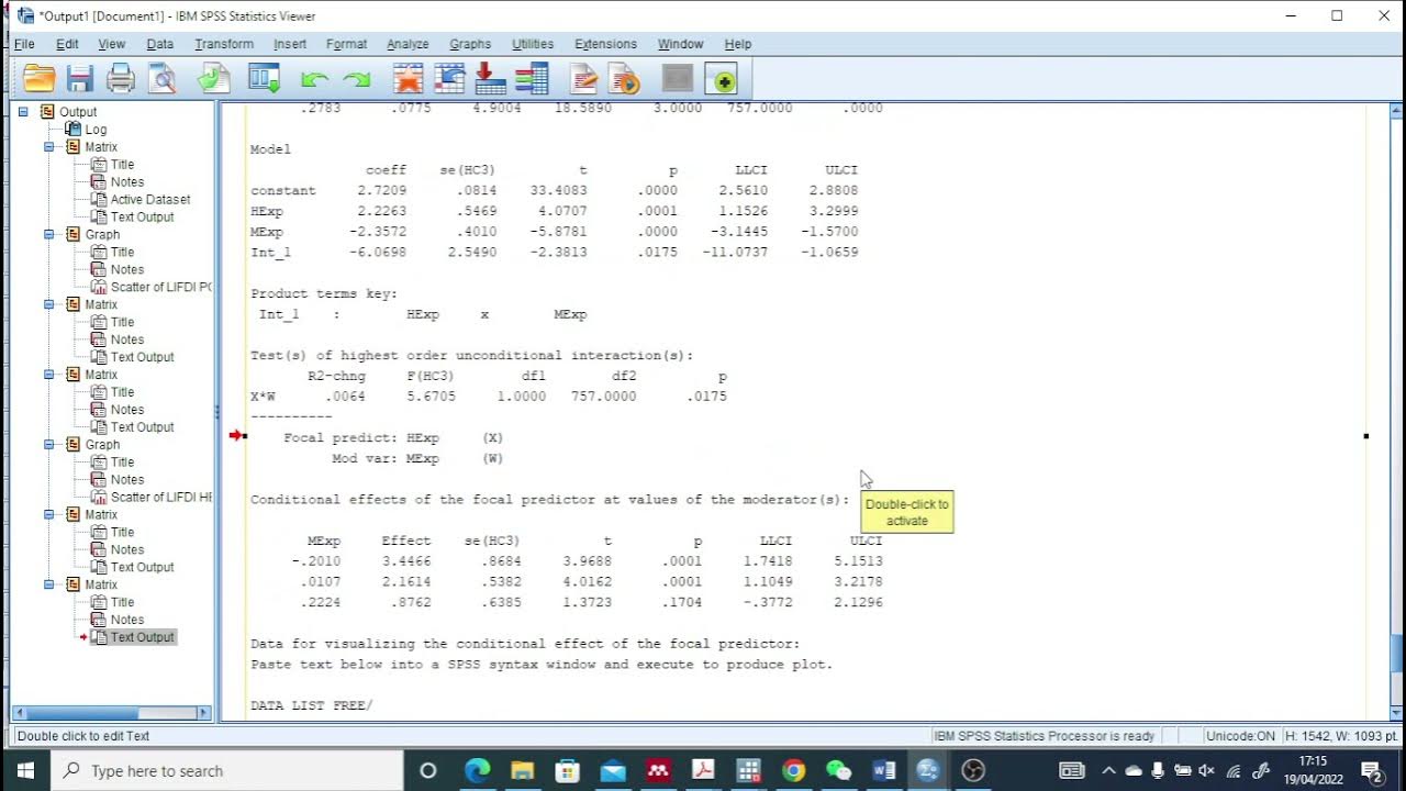 Moderation analysis: Process Macros in SPSS: OLS: Use of moderating ...
