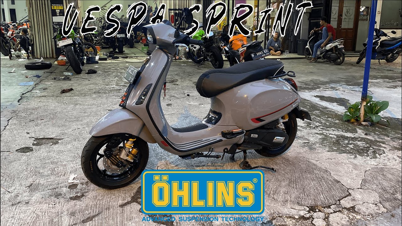 REVIEW VESPA SPRINT FULL OHLINS DEPAN BELAKANG PAKAI PI 801 DAN PI 802 ...