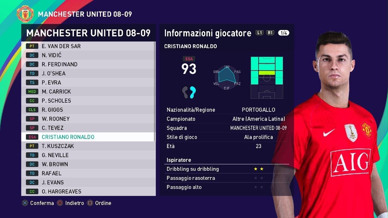 eFootball PES 2021: Manchester United 2008-2009 classic team (PS4 ...