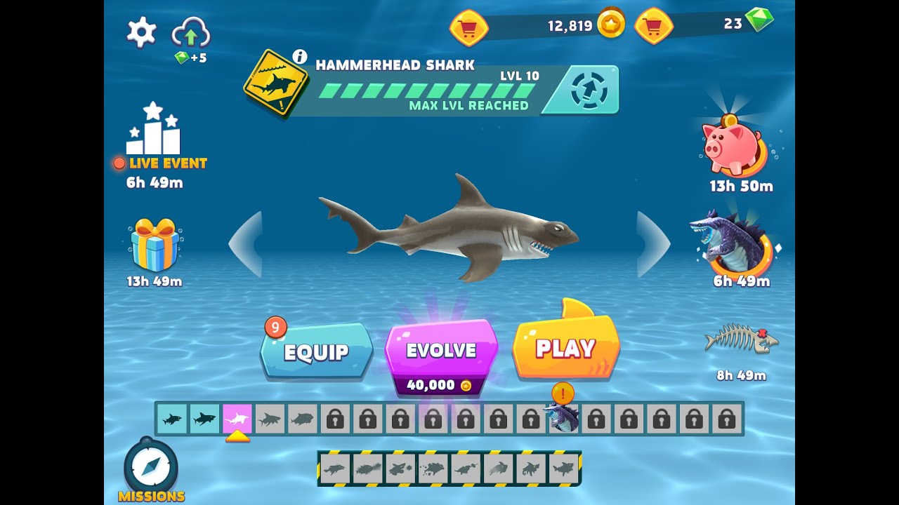 Hungry Shark Evolution -Eating Away - YouTube