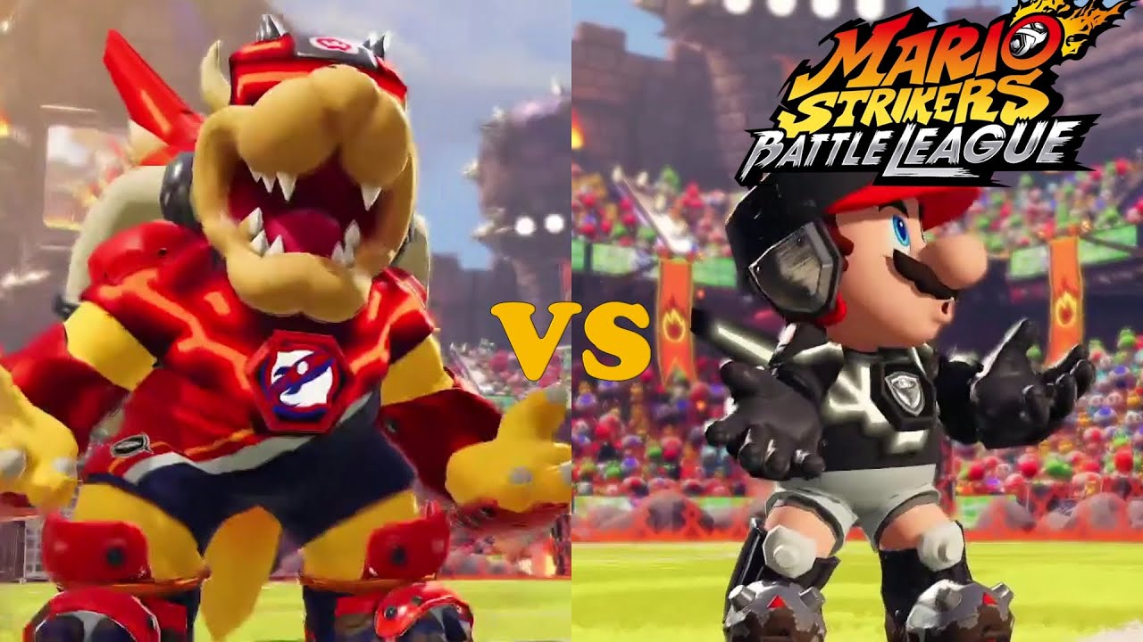 Mario Strikers Battle League Team Bowser vs Team Mario Lava Castle ...