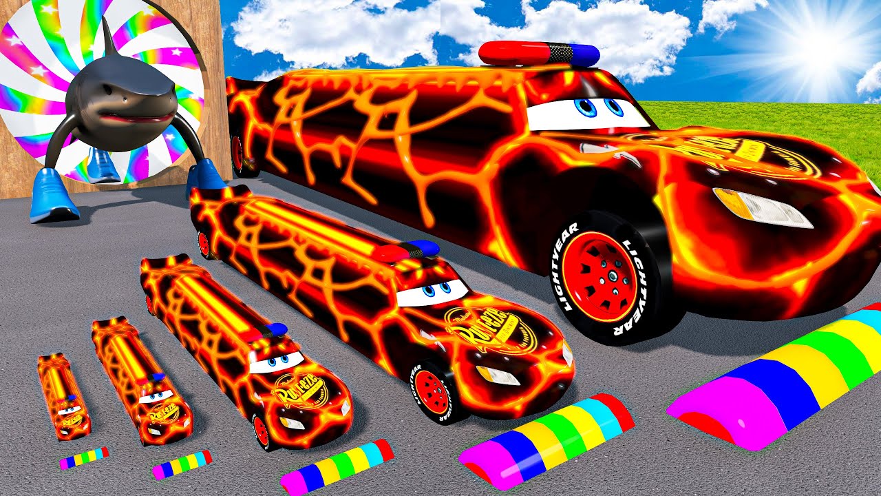 Big & Small Long Lava Police Lightning McQueen Hot Magma with Thomas ...