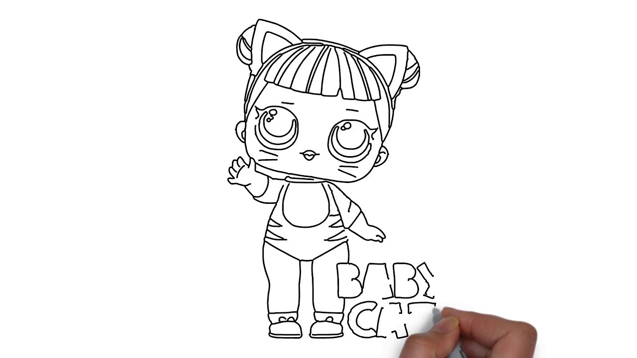 How to Draw Baby Cat Doll LOL Surprise Step by Step Video Tutorial ...