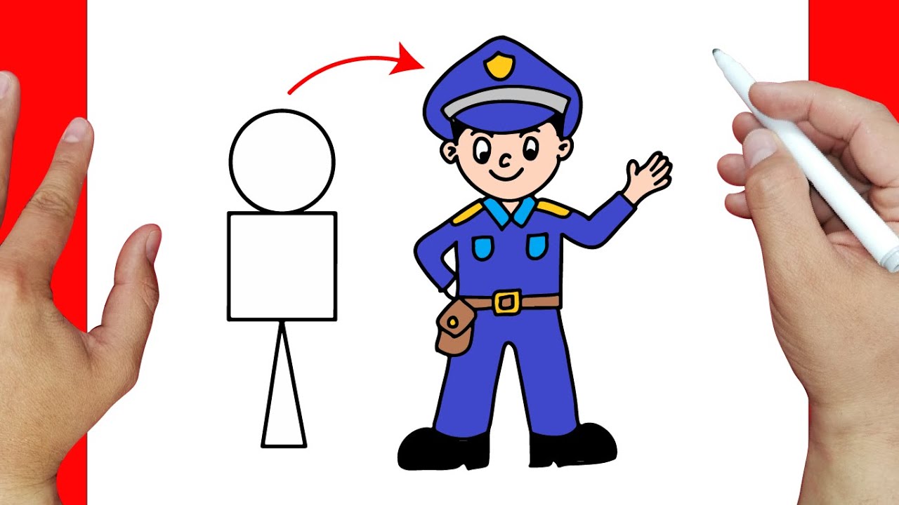 How to draw a police step by step - YouTube