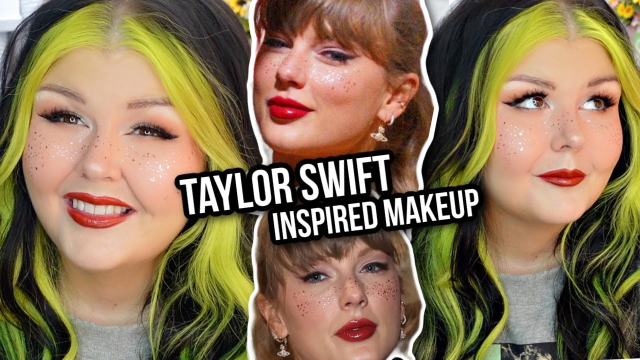 TAYLOR SWIFT Inspired Glitter Freckles Chiefs Game Makeup Tutorial ...