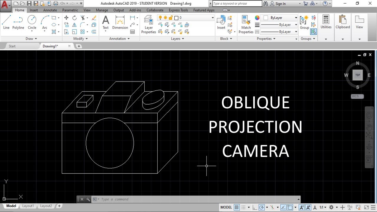 HOW TO DRAW A CAMERA IN OBLIQUE PROJECTION - YouTube