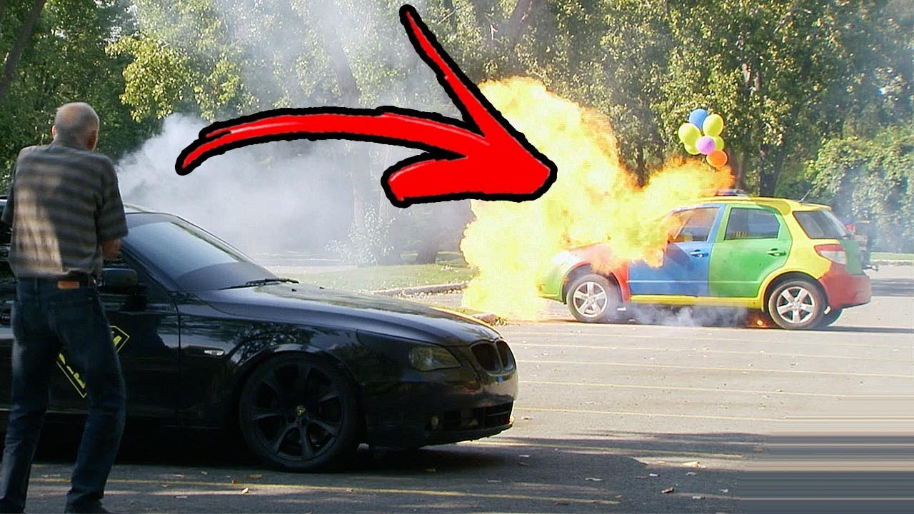 Car Explodes In Parking Lot | Just For Laughs Gags - YouTube