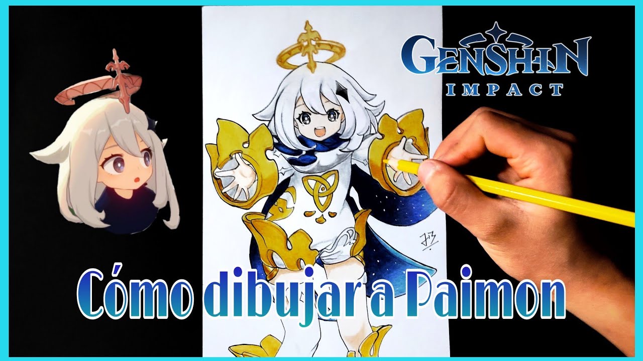 COMO DIBUJAR a PAIMON de Genshin Impact con LÁPICES ESCOLARES ️ # ...