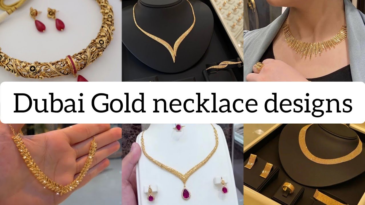 unique and stylish Dubai gold necklace set/ Dubai gold simple neckline ...