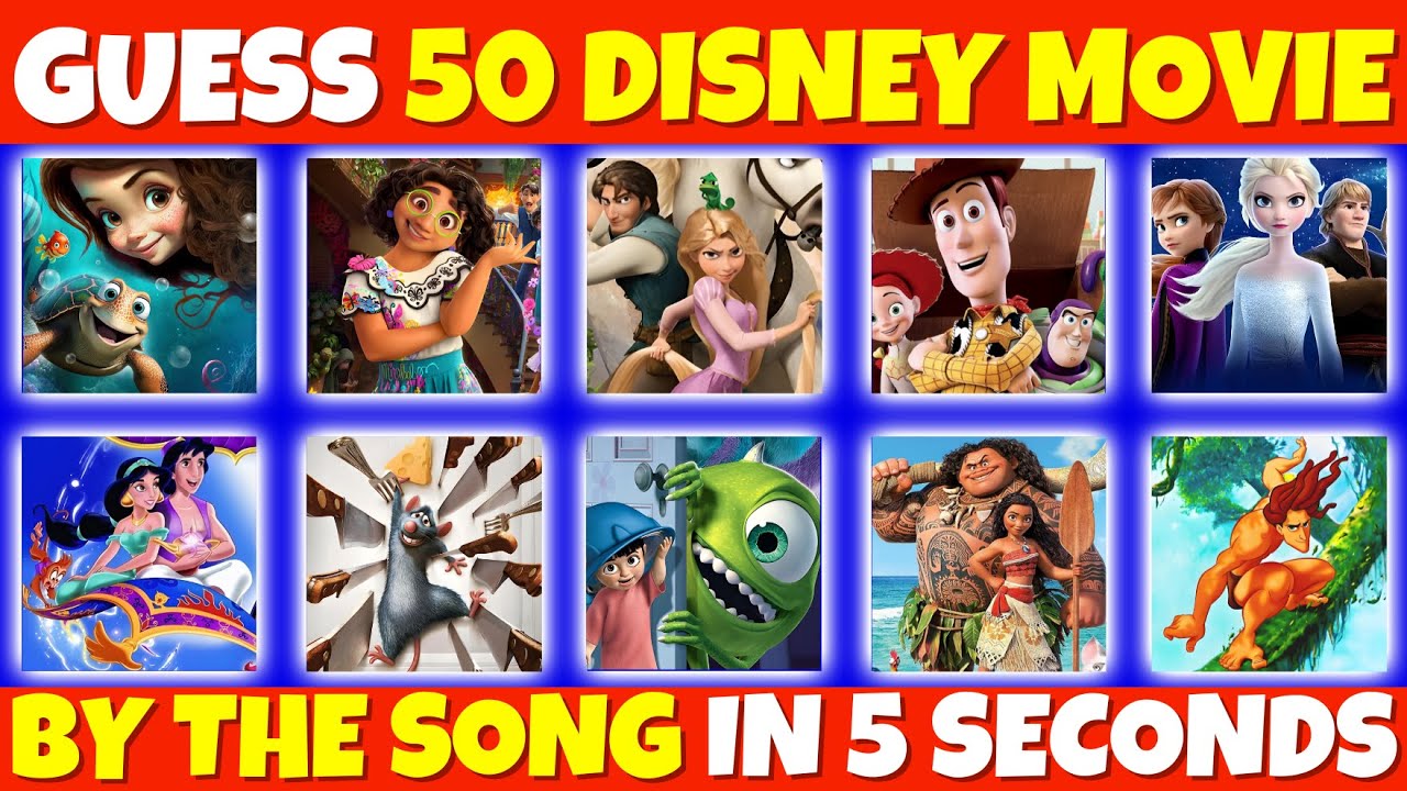 Can You Guess ALL 50 Disney Movie Songs? 🎶 Disney Music Challenge 🌟 ...