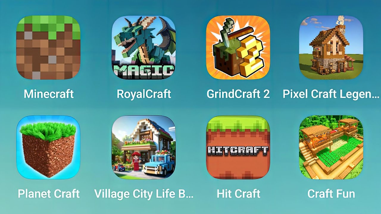 Minecraft, RoyalCraft, GrindCraft 2, Pixel Craft Legends, Planet Craft ...