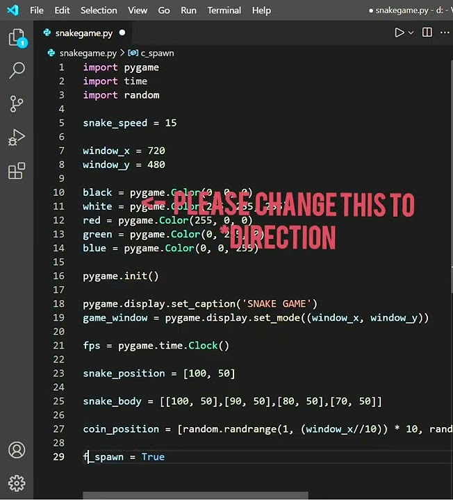 SNAKE GAME IN PYGAME | PART 1 - YouTube