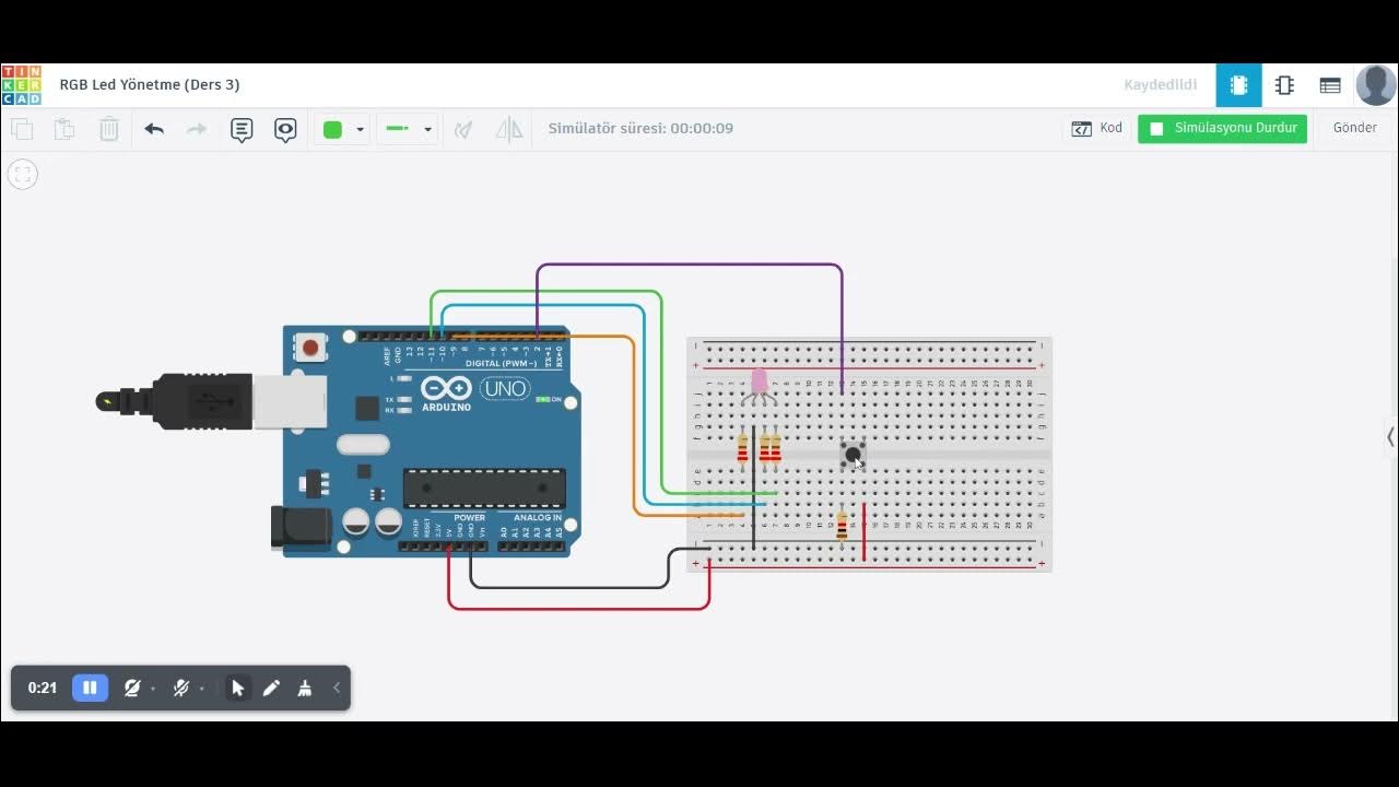 Circuit design RGB(Red-Blue-Green) Led Yönetme (Ders 3) Tinkercad - YouTube