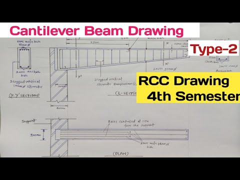 Cantilever Beam Drawing | RCC Drawing | Civil 4th Semester RCC Drawing ...