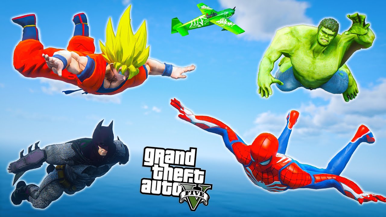 ALL SUPERHEROES FLYING CHALLENGE | Spiderman, Hulk & Goku EXTREME ...