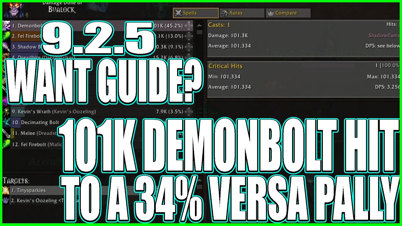 Demonbolt Build 101k Demonbolt Oneshot - 9.2.5 - Demonology Warlock (this was nerfed last patch ...