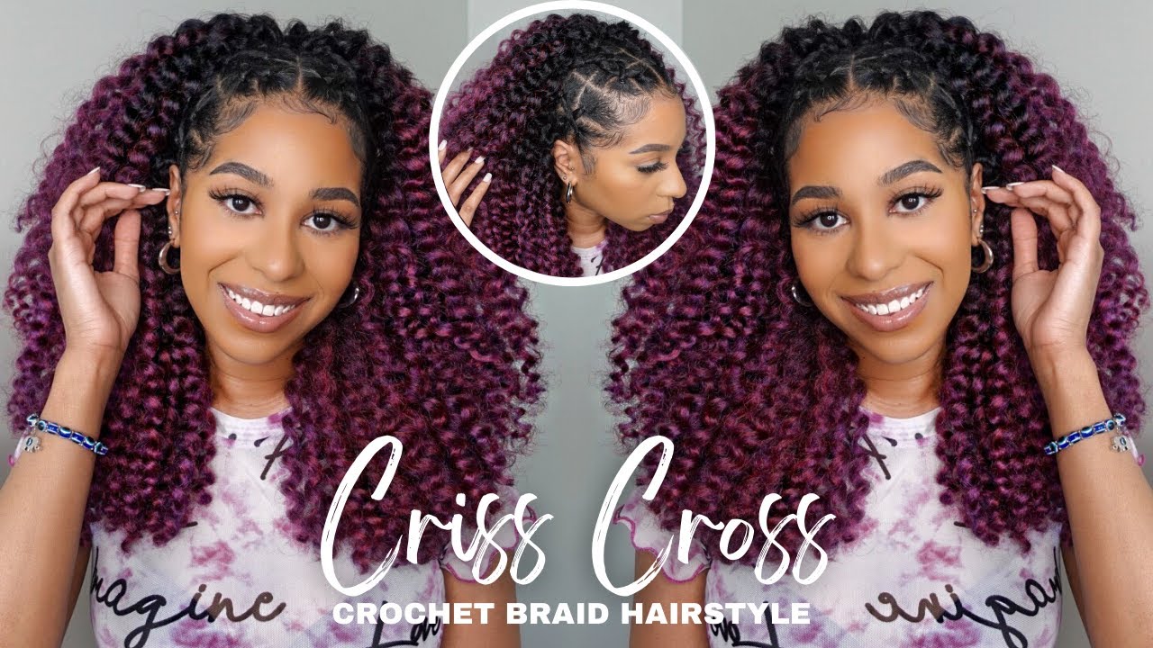 CRISS CROSS HAIRSTYLE WITH CROCHET HAIR | STEP BY STEP | BEGINNER ...