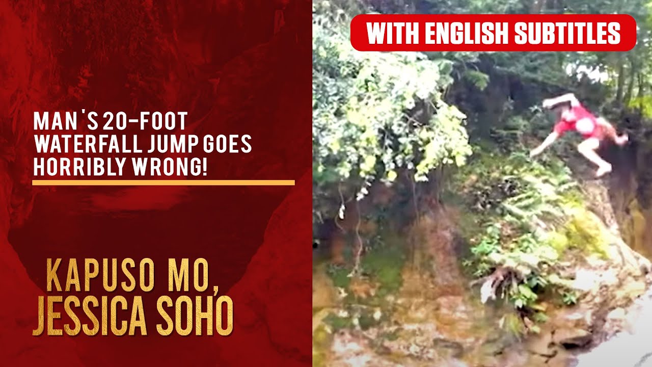 Man 's 20-foot waterfall jump goes horribly wrong! (with English subs ...