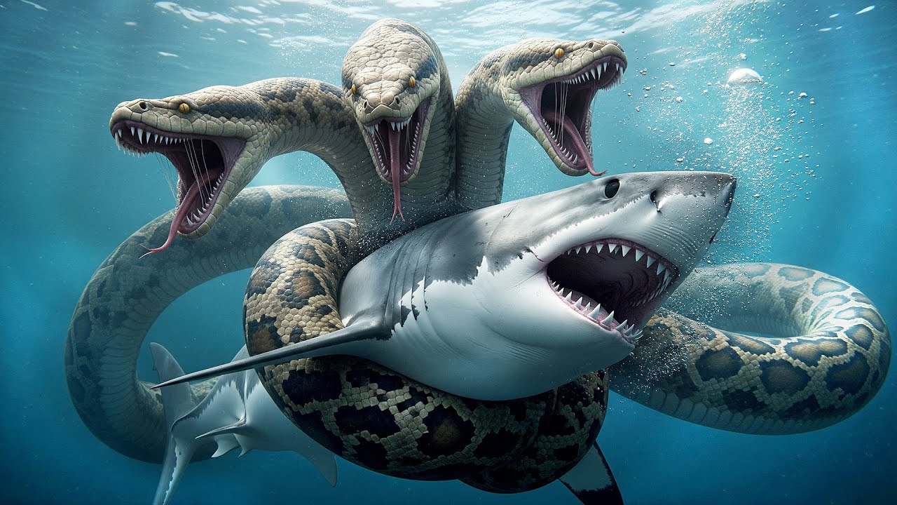 Giant Hydra Snake Attacks Ocean Predator: Heroic Rescue Triumph - YouTube
