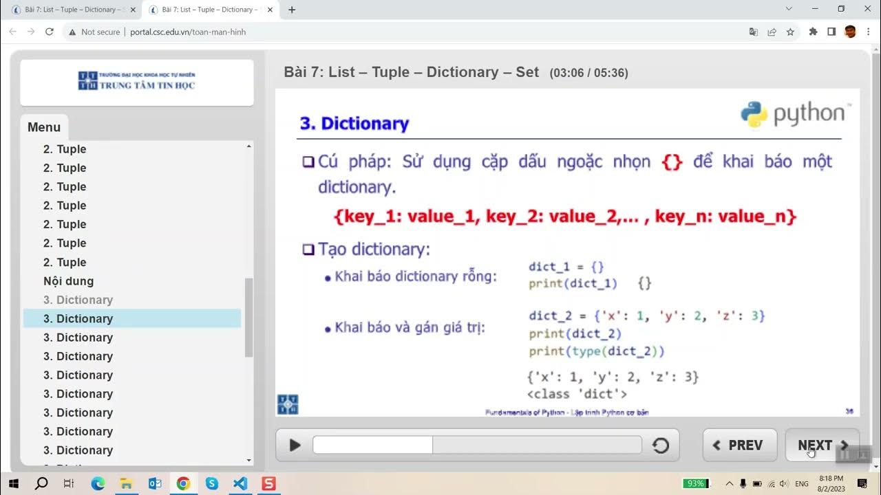 Python căn bản - Dictionary & Set - YouTube