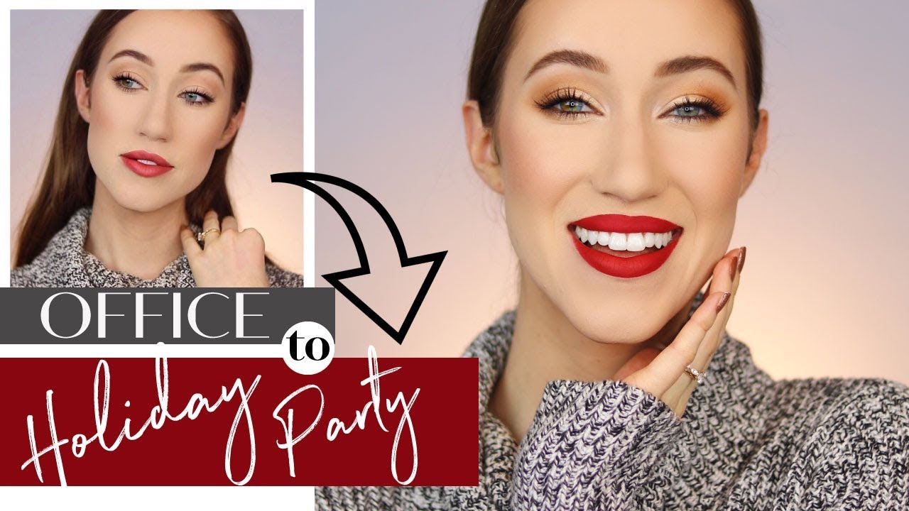 DRUGSTORE OFFICE TO HOLIDAY PARTY MAKEUP TUTORIAL | ALLIE GLINES - YouTube