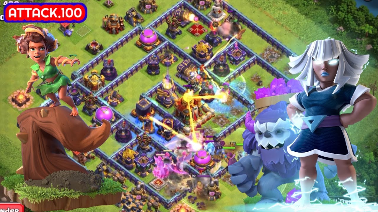 Root Rider,Electro Titan,Yeti, Perfect 😍 (Clash of clan) ATTACK 100 🇰🇭 ...