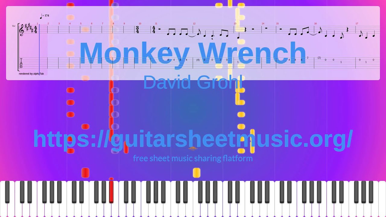 Monkey Wrench Sheet Music Free, David Grohl Synthesia Piano - YouTube
