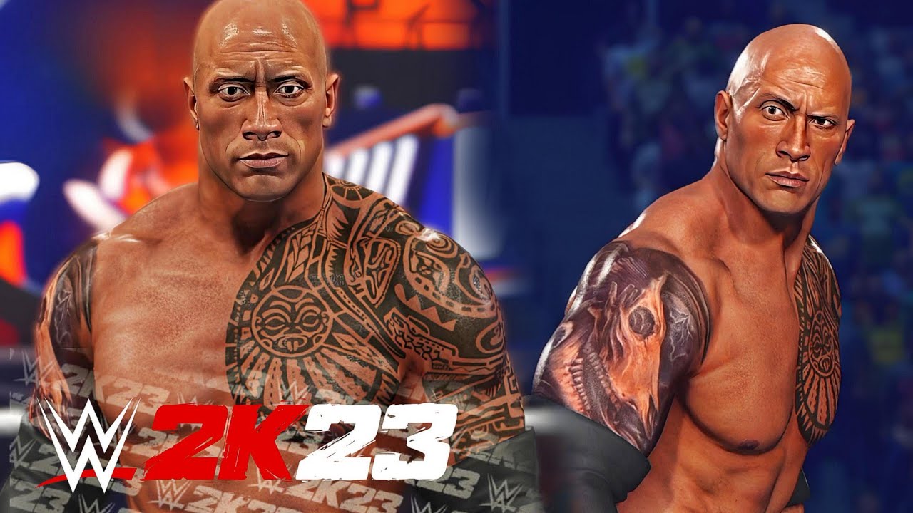 WWE 2K23 The Rock 2023 Return New Model With Tattoos | WWE 2K23 ...